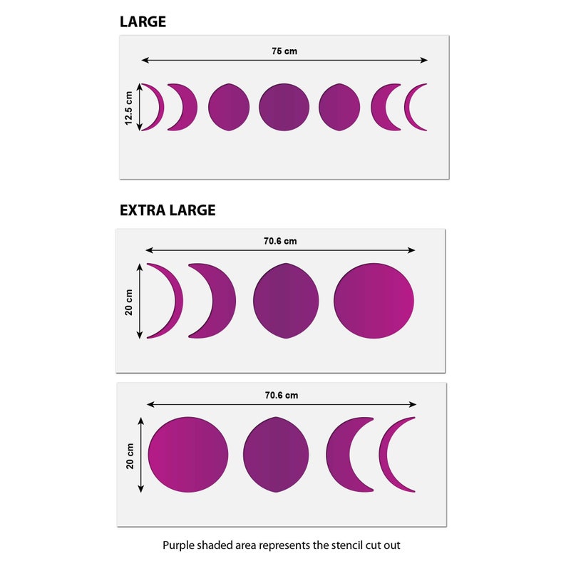 Moon Phases Wall Art Stencil 75 Cm or 120 Cm Wide Lunar - Etsy