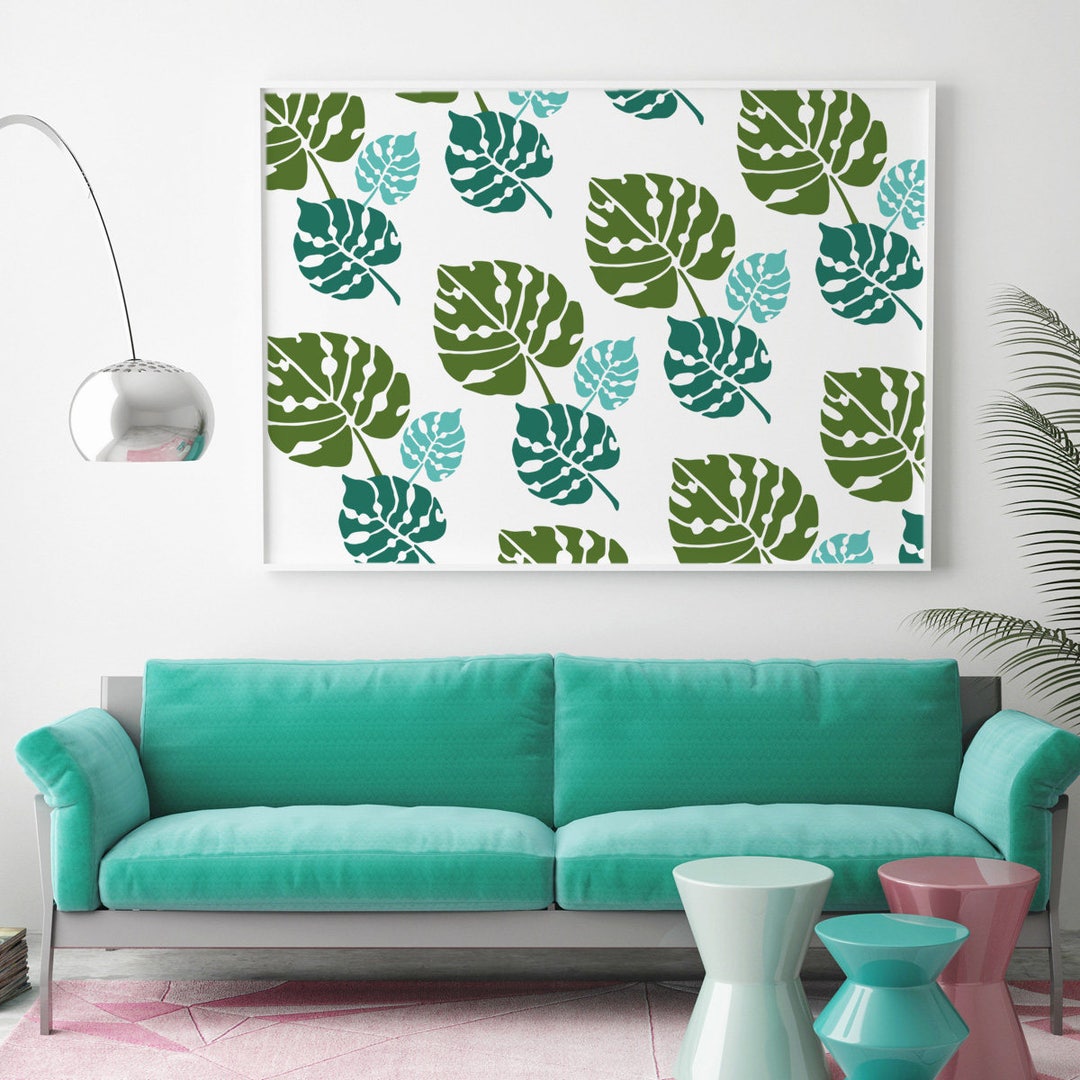 Large Monstera Leaf Stencil Set Reusable Tropical Foliage Stencil Set ...
