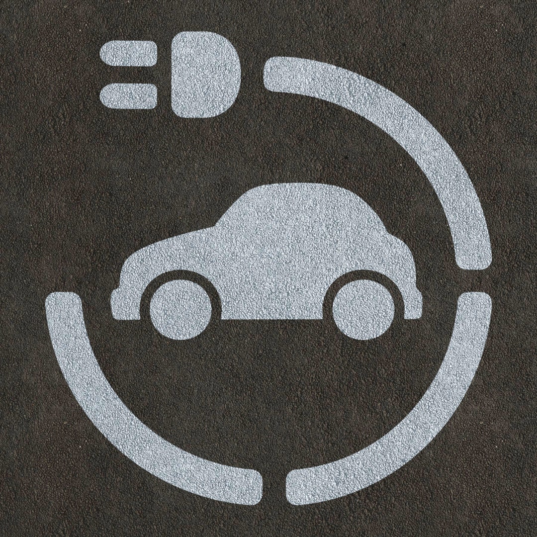 Electric Vehicle Charging Sign Stencil - EV Charging Point Symbol ...