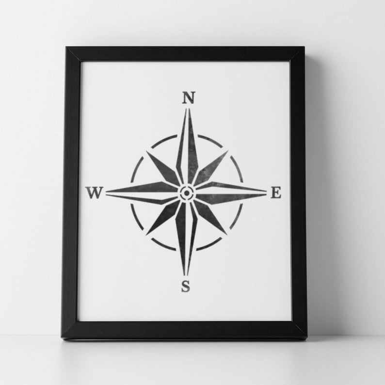 Compass Rose Stencil Nautical Craft Diy Compass Template Etsy