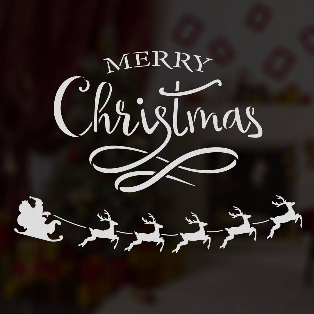 Merry Christmas Window Stencil - Large Word Art / Typography Craft ...