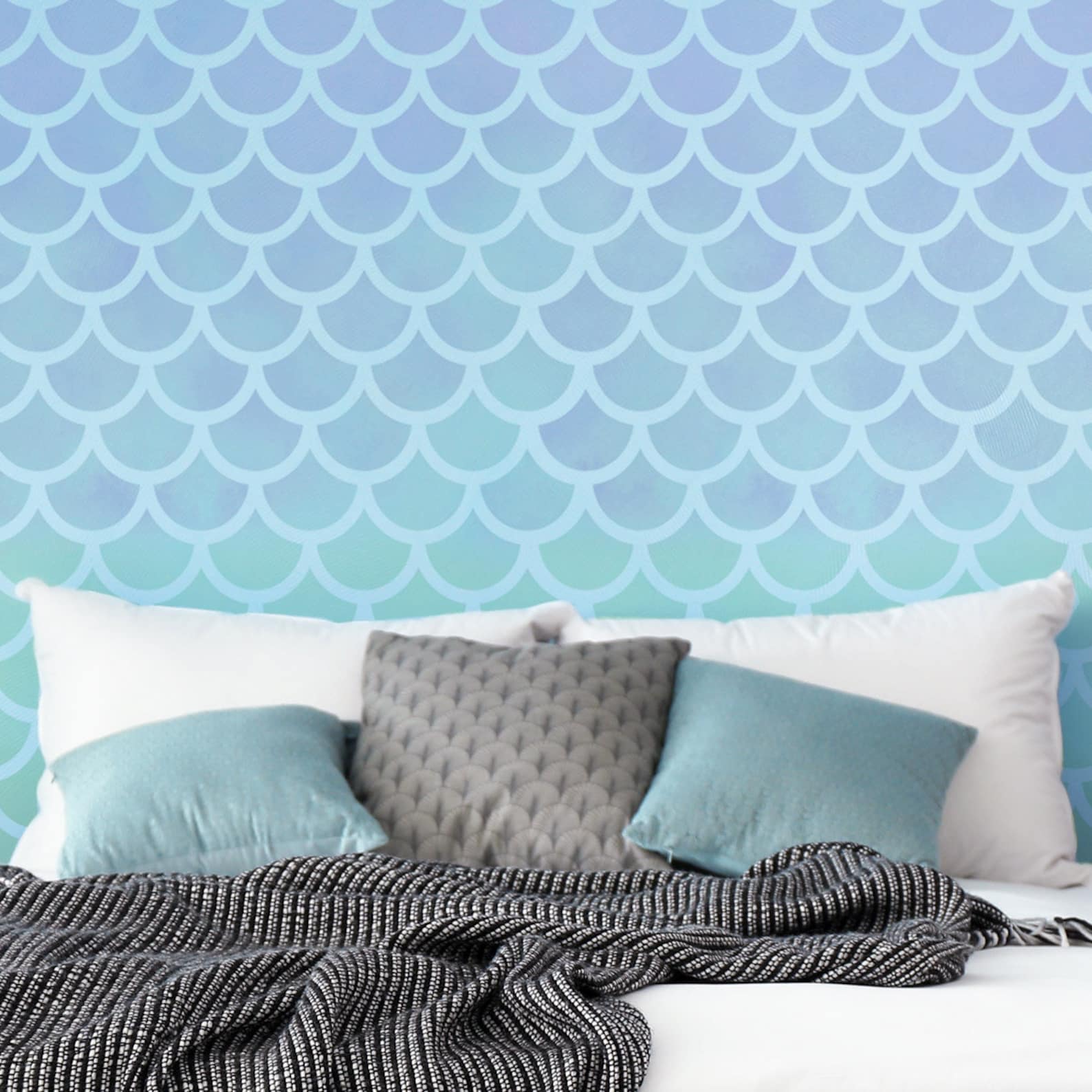 Mermaid Scales Stencil All Over Wall Stencil Large - Etsy