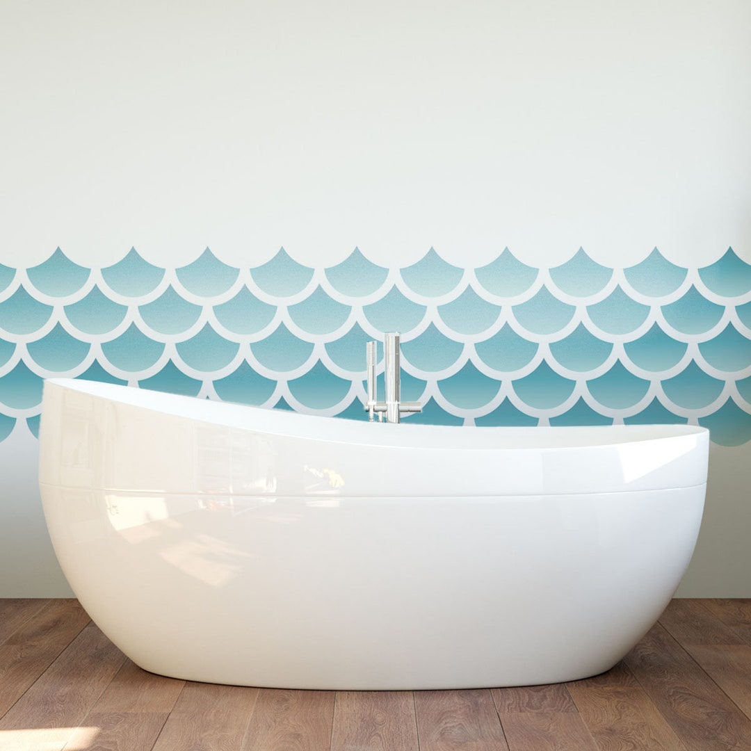 Mermaid Scales Stencil - All Over Wall Stencil - Large Repeating ...