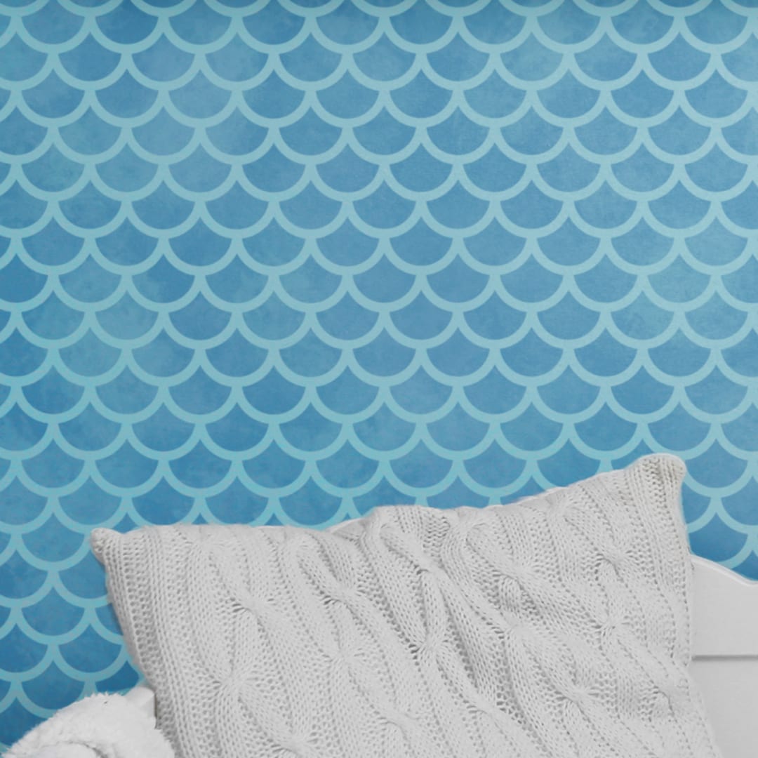 Mermaid Scales Stencil (2" Scales) - All Over Wall Stencil - Large ...