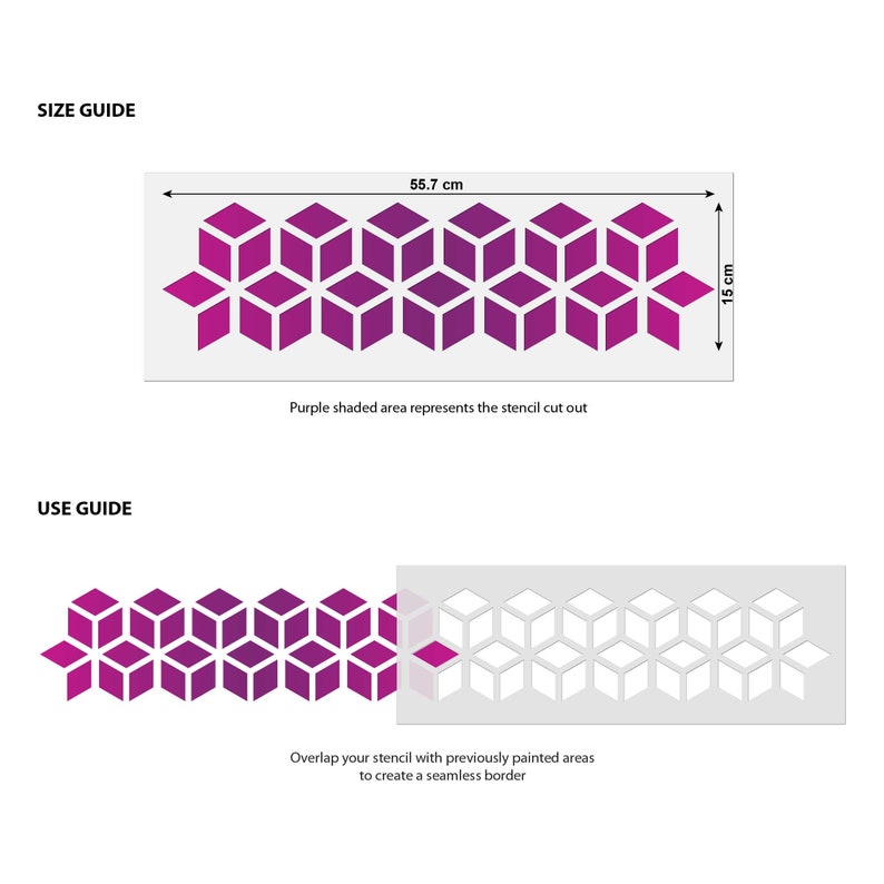 Cube Border Stencil Geometric Cube Pattern Border Template - Etsy