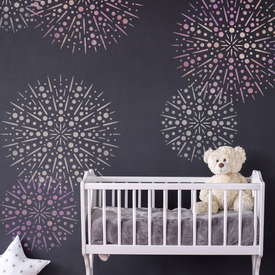 Firework Mandala Stencil - Large Reusable Medallion Motif Wall Stencil ...