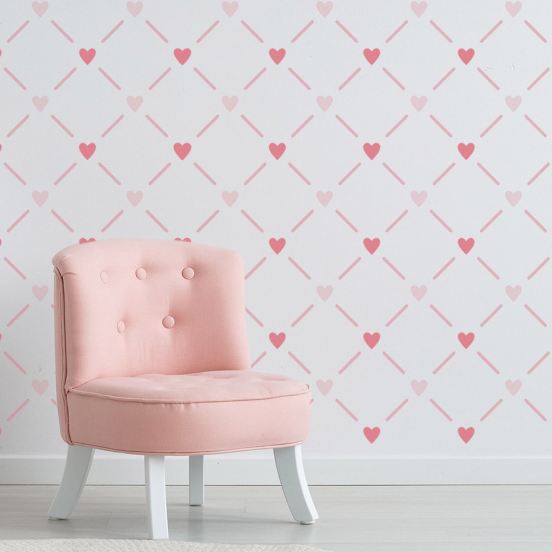 Heart Lattice Pattern Wall Stencil - Repeating Pattern - Hearts Allover ...