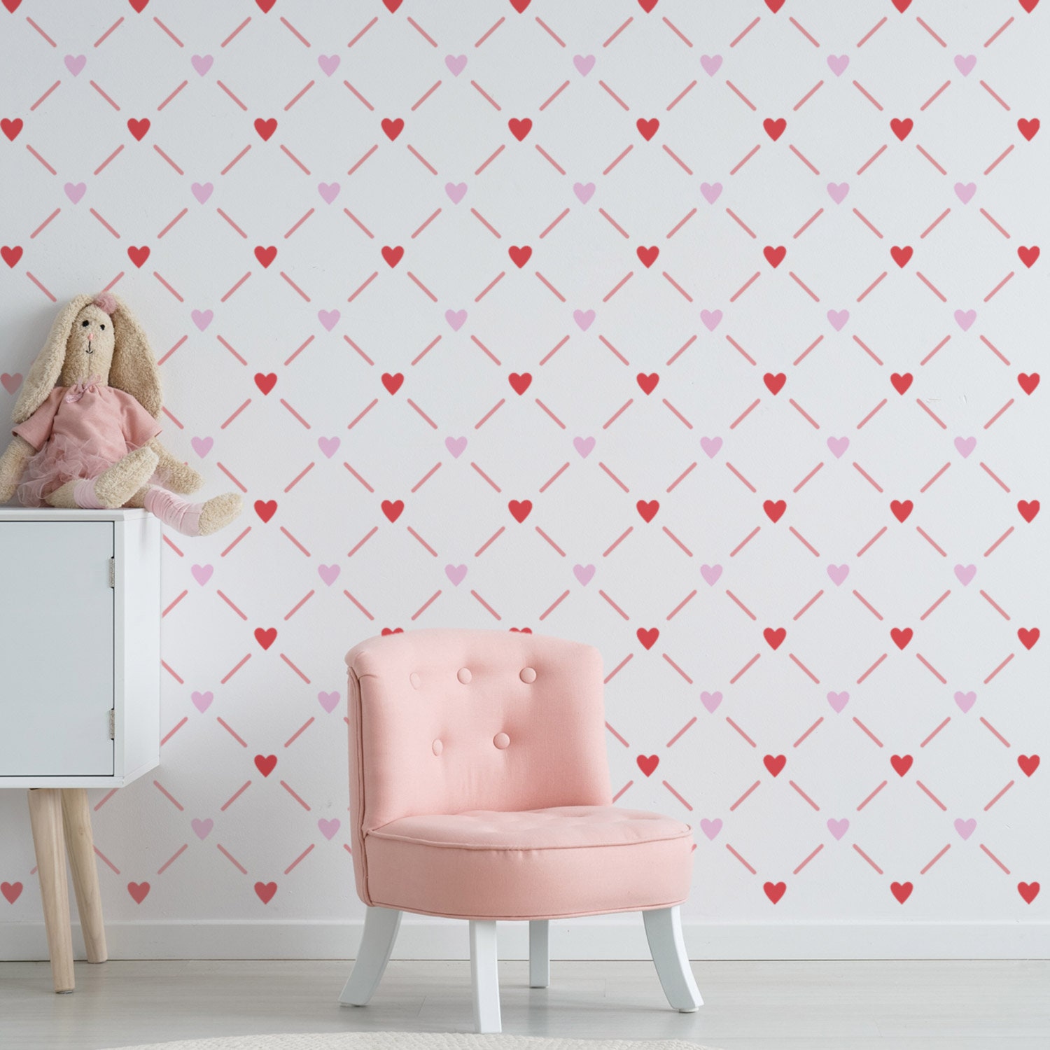 Heart Lattice Pattern Wall Stencil Repeating Pattern | Etsy