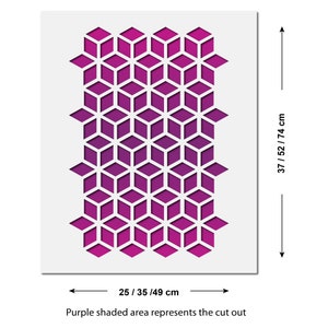 Geometric Cube Pattern Wall Stencil - Geomtric Pattern DIY / Home Decor ...