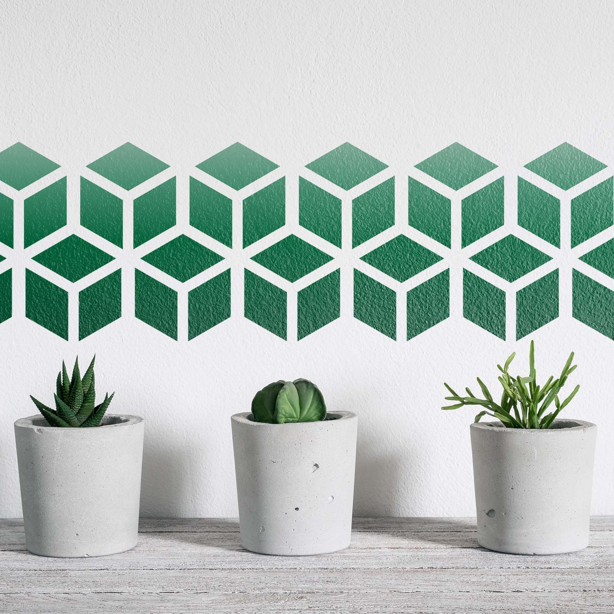 Cube Border Stencil Geometric Cube Pattern Border Template - Etsy