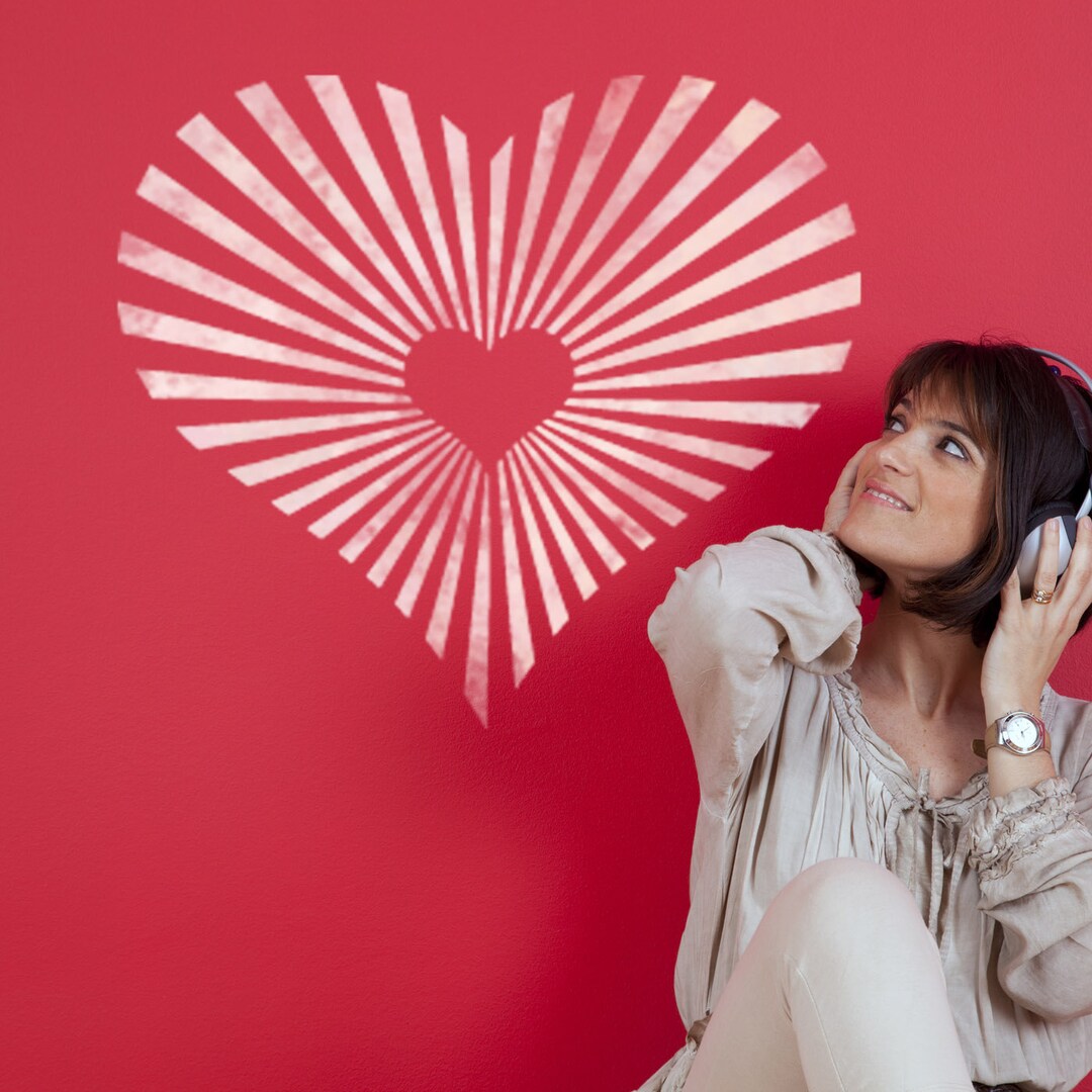 Heart Stencil - Large Sunburst Pattern Heart Wall Template by Craftstar ...