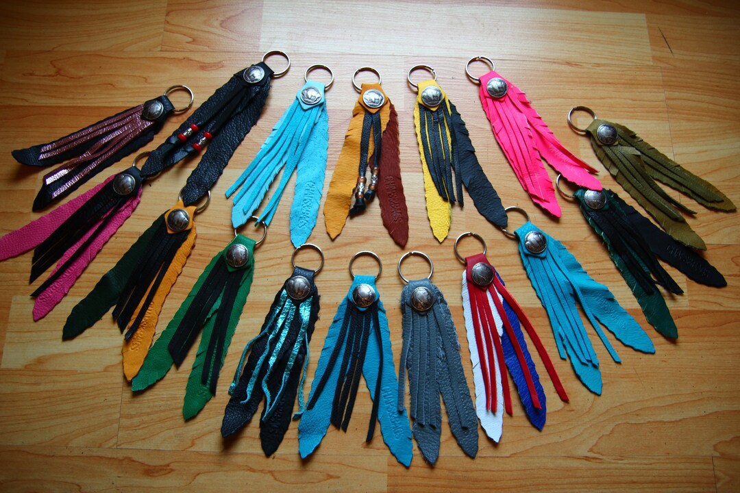 Leather Feather Key Chains - Etsy