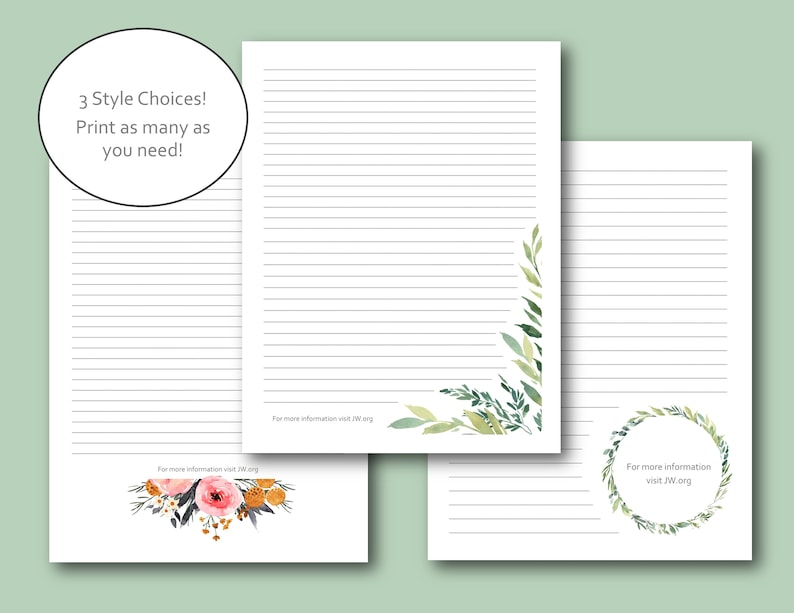 JW Letter Writing Stationery Jw.org lined - Etsy