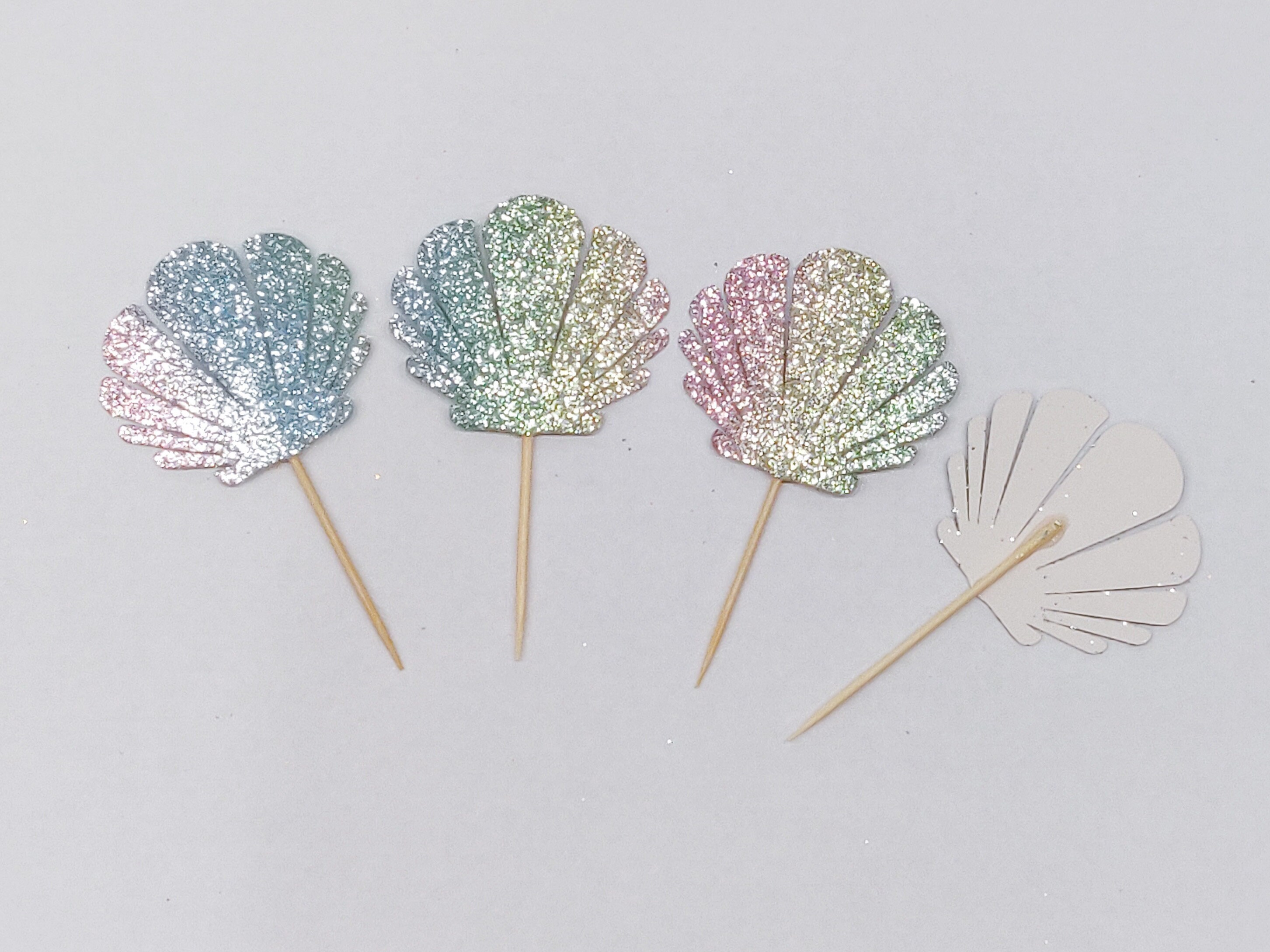 30 Cupcake Toppers With Clam Seashell Garland Seashell - Etsy