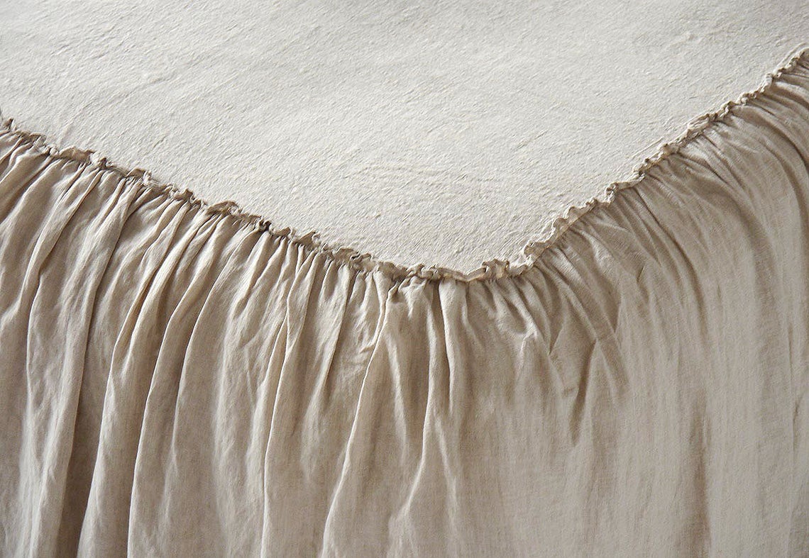 Linen Dust Ruffle Coverlet Bedspread Stone Washed Super Soft - Etsy