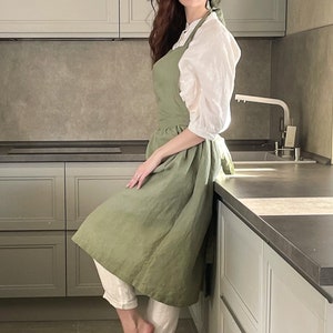 Linen Apron/ Agata -1 / Kitchen/ Garden/ Cooking/ Organic Linen/ Women ...
