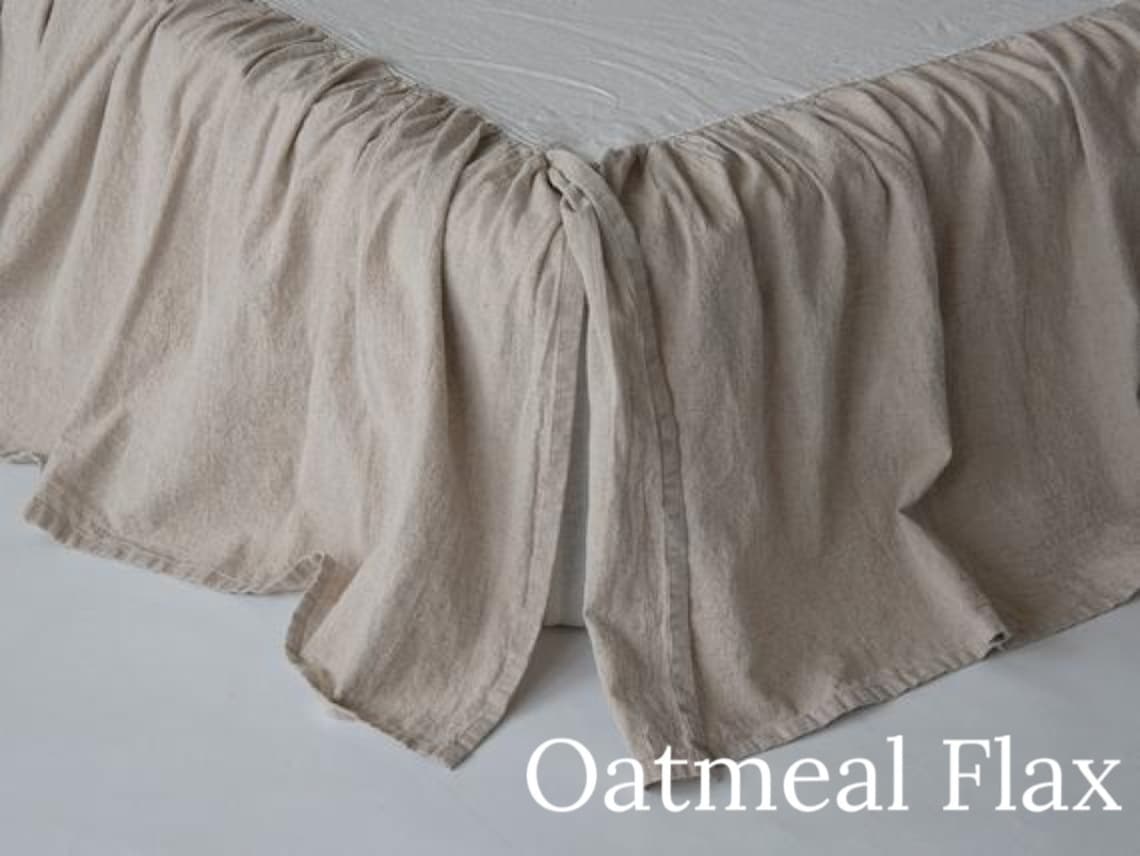 Linen Dust Ruffle Bed Skirt Stone Washed Super Soft Queen King - Etsy