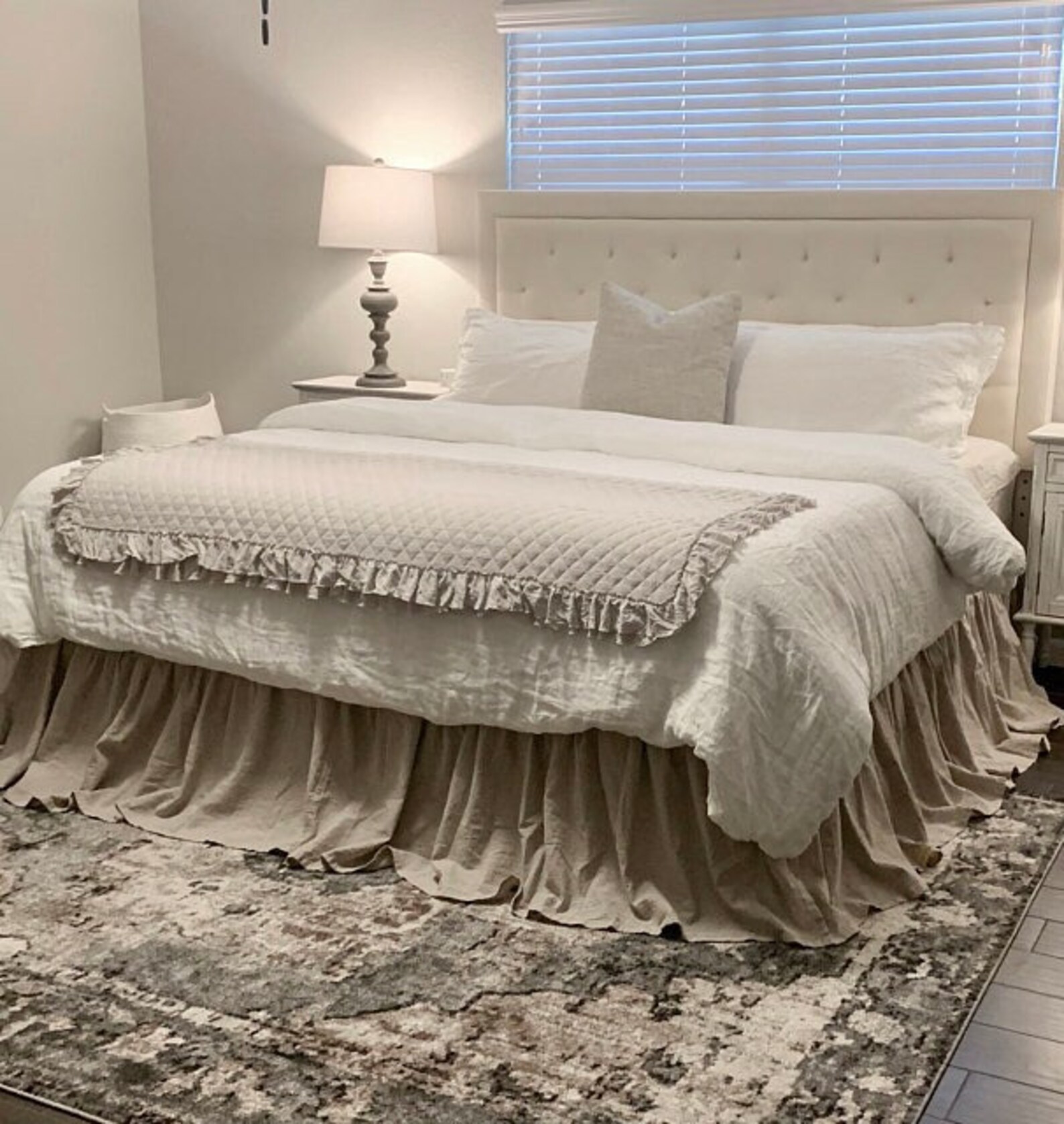 Linen Dust Ruffle Bed Skirt Stone Washed Super Soft Queen King - Etsy