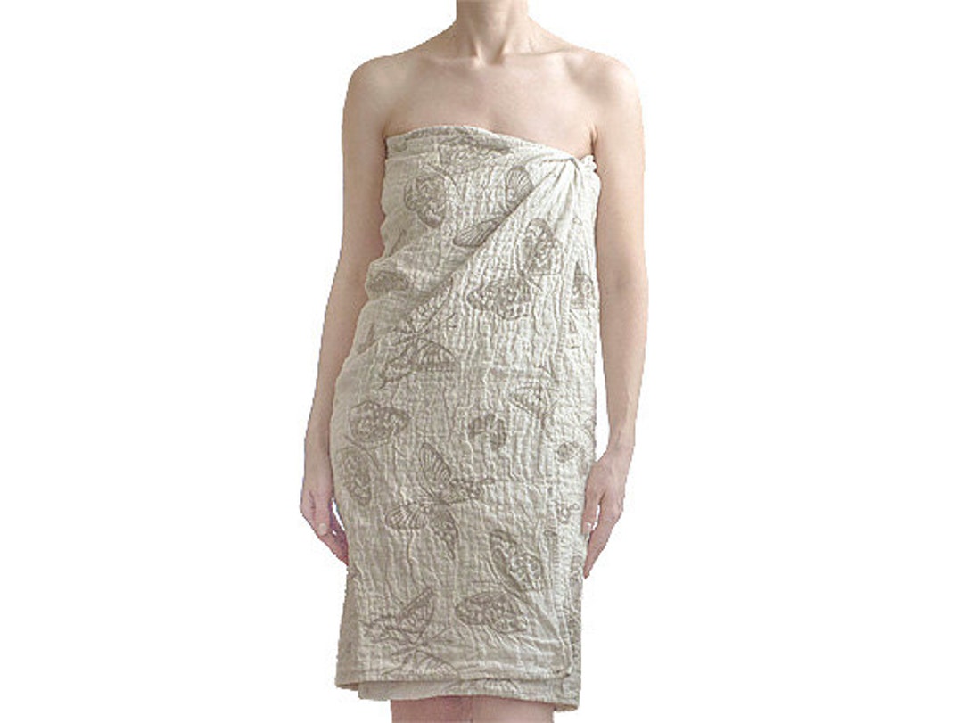 Linen Bath Towel Softened Stone Washed Sheet Huckaback 50"x32" Natural ...