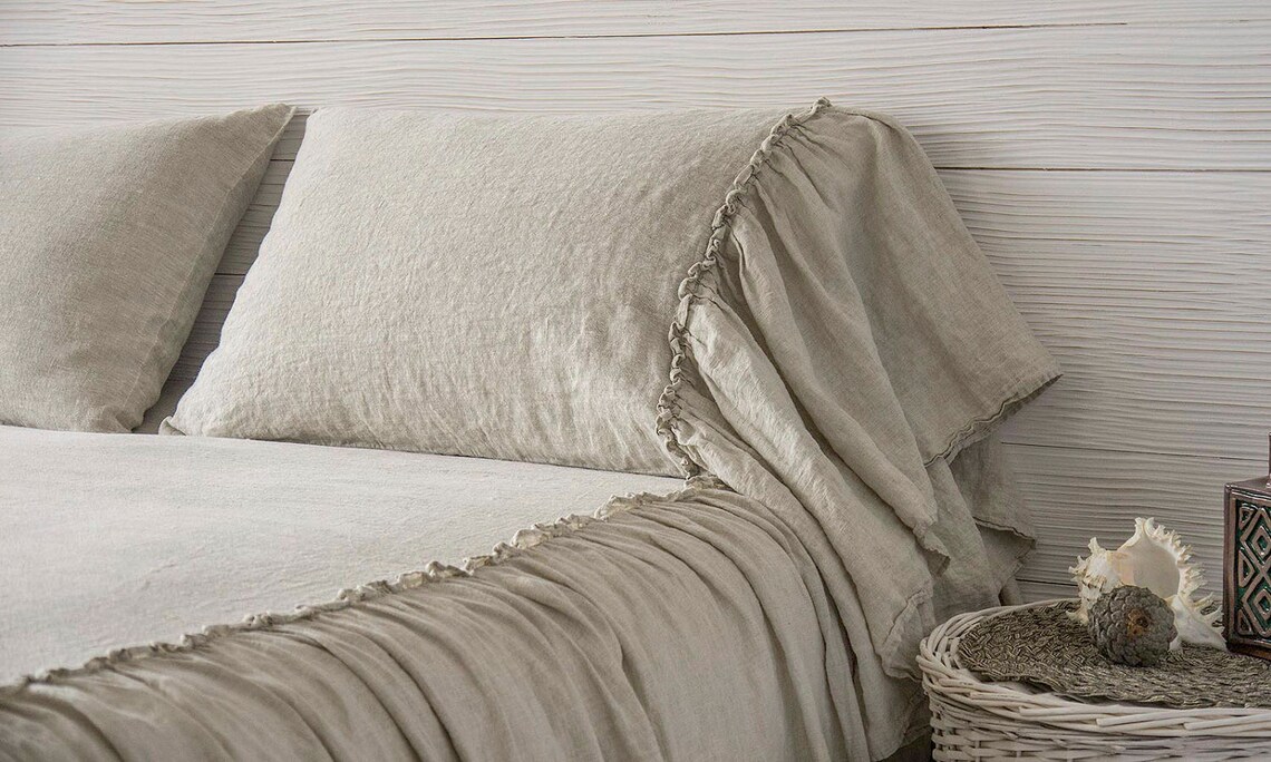 Linen Dust Ruffle Coverlet Bedspread Stone Washed Super Soft - Etsy