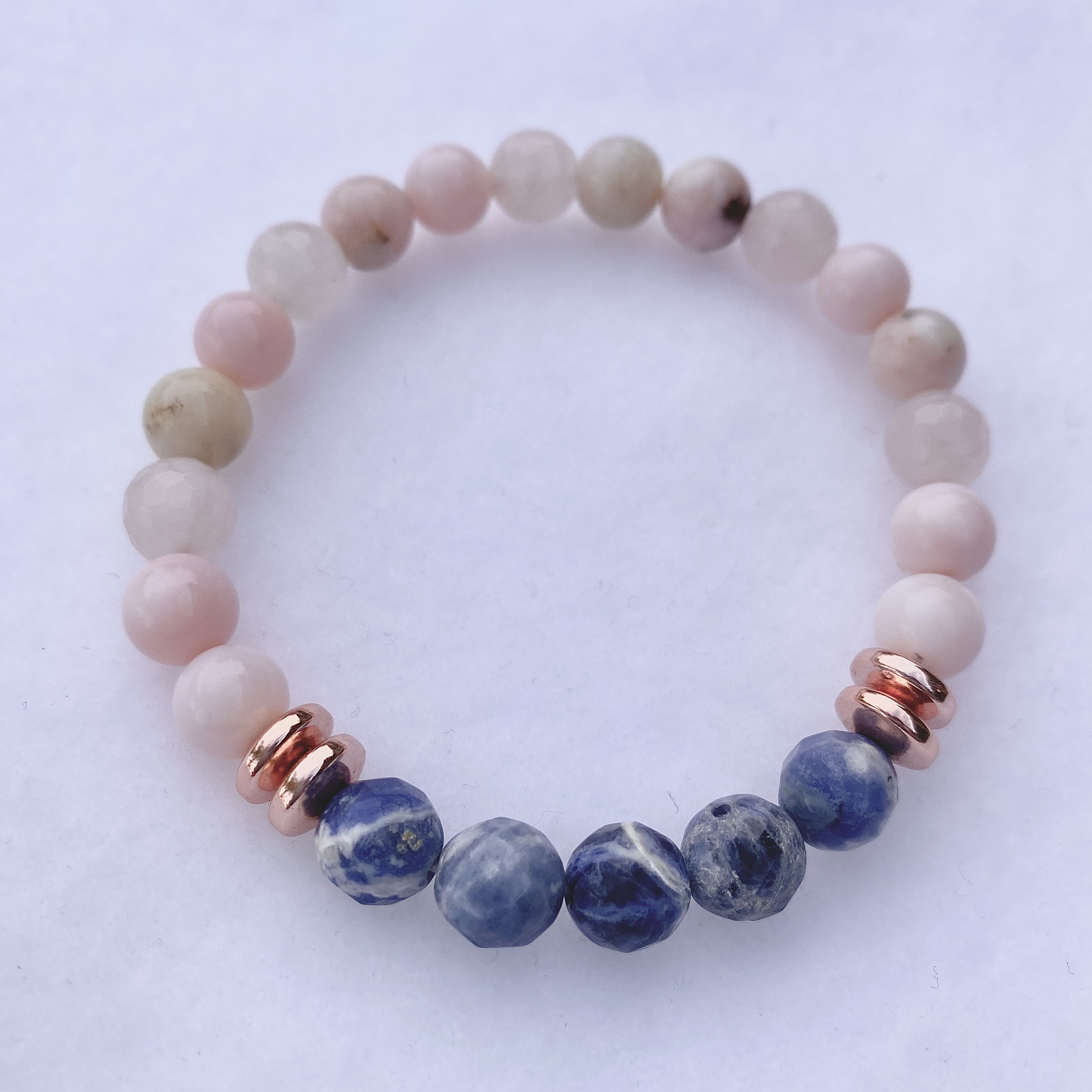 Anti-stress Anti-anxiety Pink Opal Sodalite & Rose Quartz Bracelet With ...