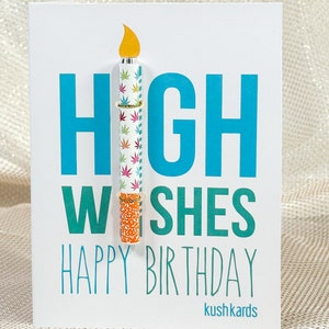 High Wishes Happy Birthday Stoner Greeting Card With Pipe, 420 Greeting ...