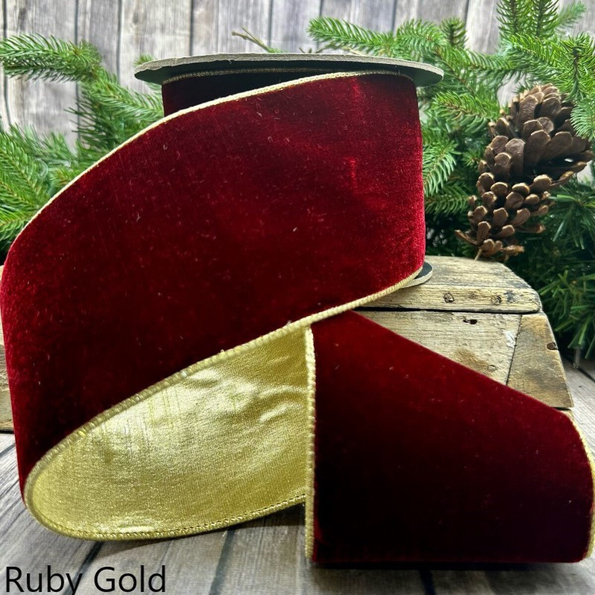 D. Stevens Red Velvet & Gold Ribbon, 4w X 10 Yards - Etsy