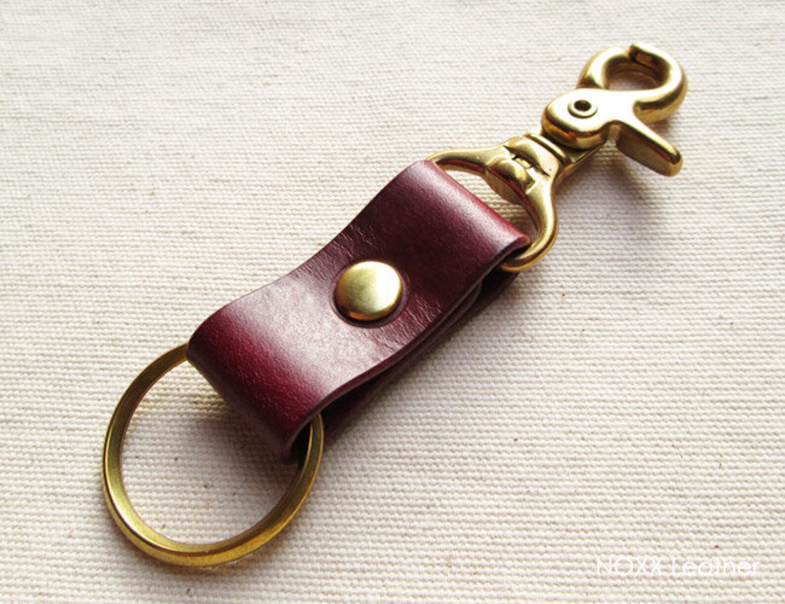 Solid Brass Keychain, Belt Key Chain, Brass Leather Key Fob - Etsy