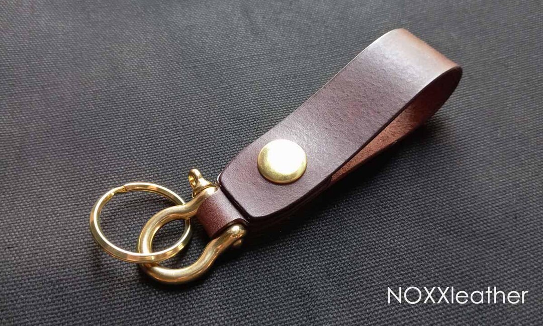 Solid Brass Leather Keychain, Belt Leather Key Fob - Etsy