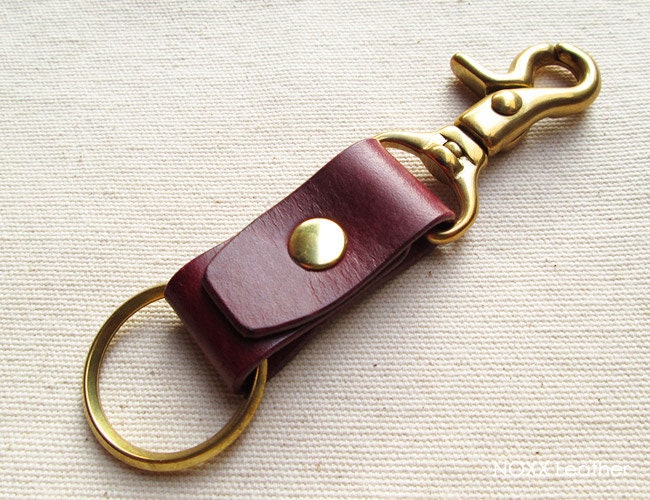 Solid Brass Keychain, Belt Key Chain, Brass Leather Key Fob - Etsy