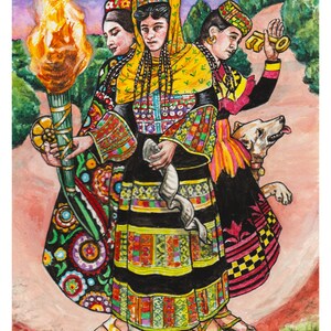 Hekate at the Crossroads Art Print, Hekate Enodia, Hekate Triformis ...