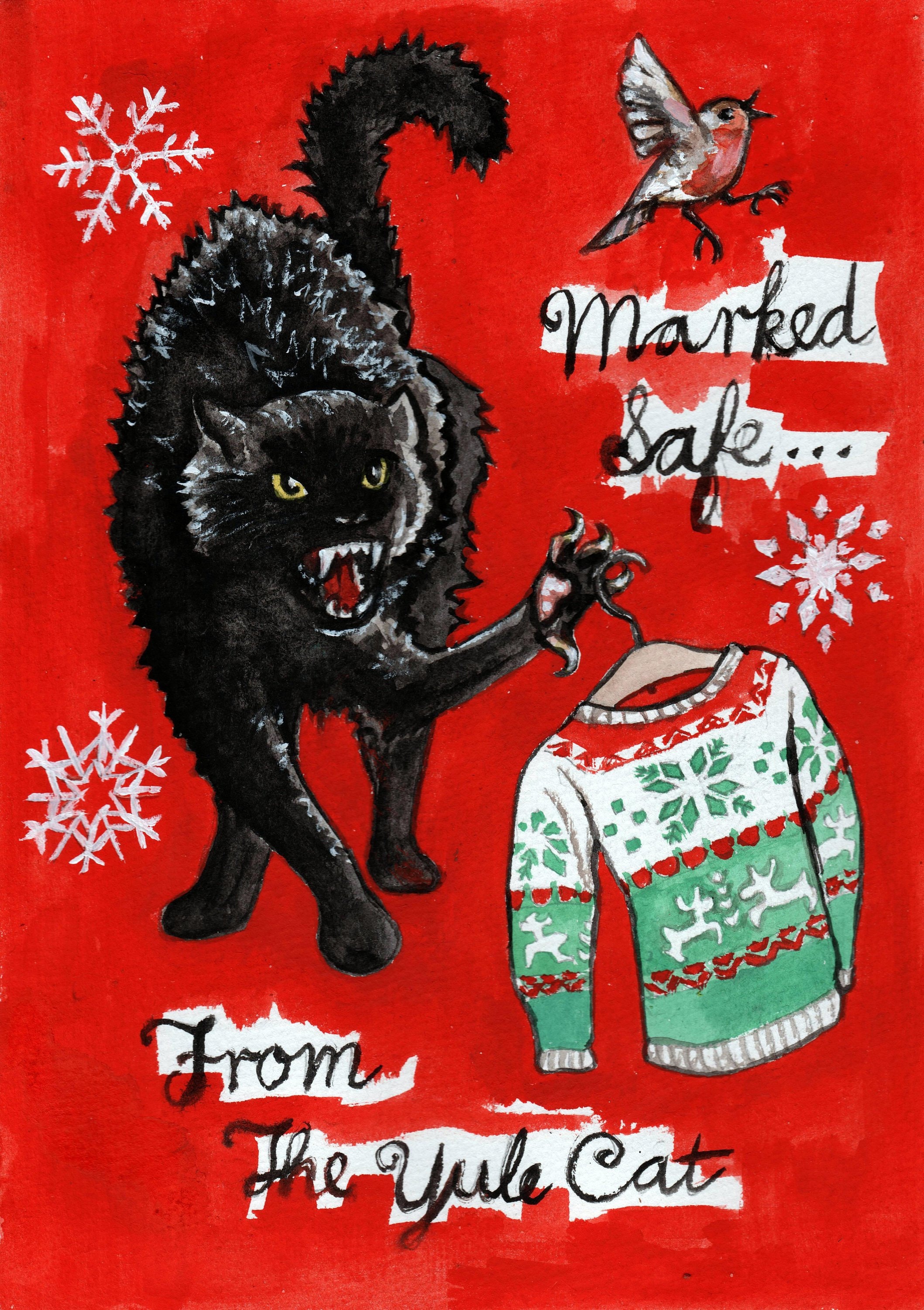 Yule Cat Christmas Card - Etsy