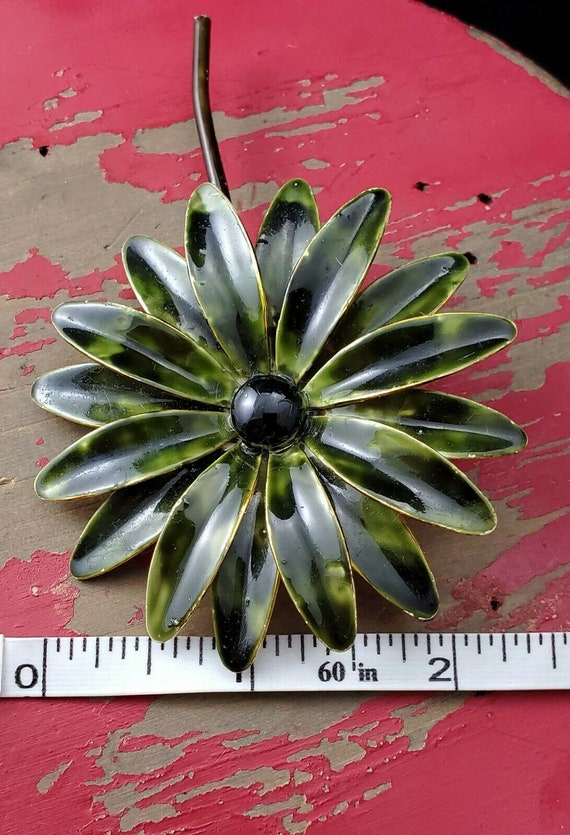 Vintage Sandor Flower Enamel Brooch - Gem