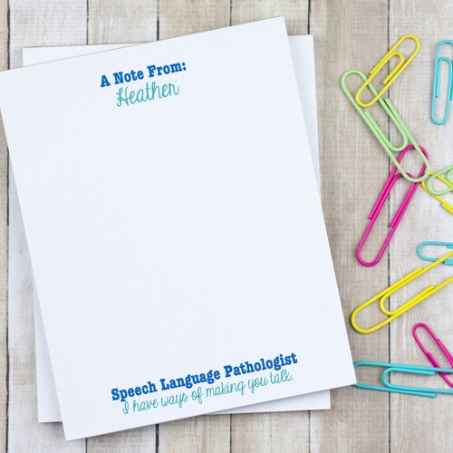 Personalized Speech Notepad Speech Therapist Gift Speech | Etsy