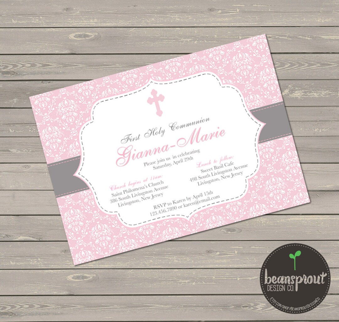 Girl Communion Invitation - First Holy Communion Invitation - Girl ...