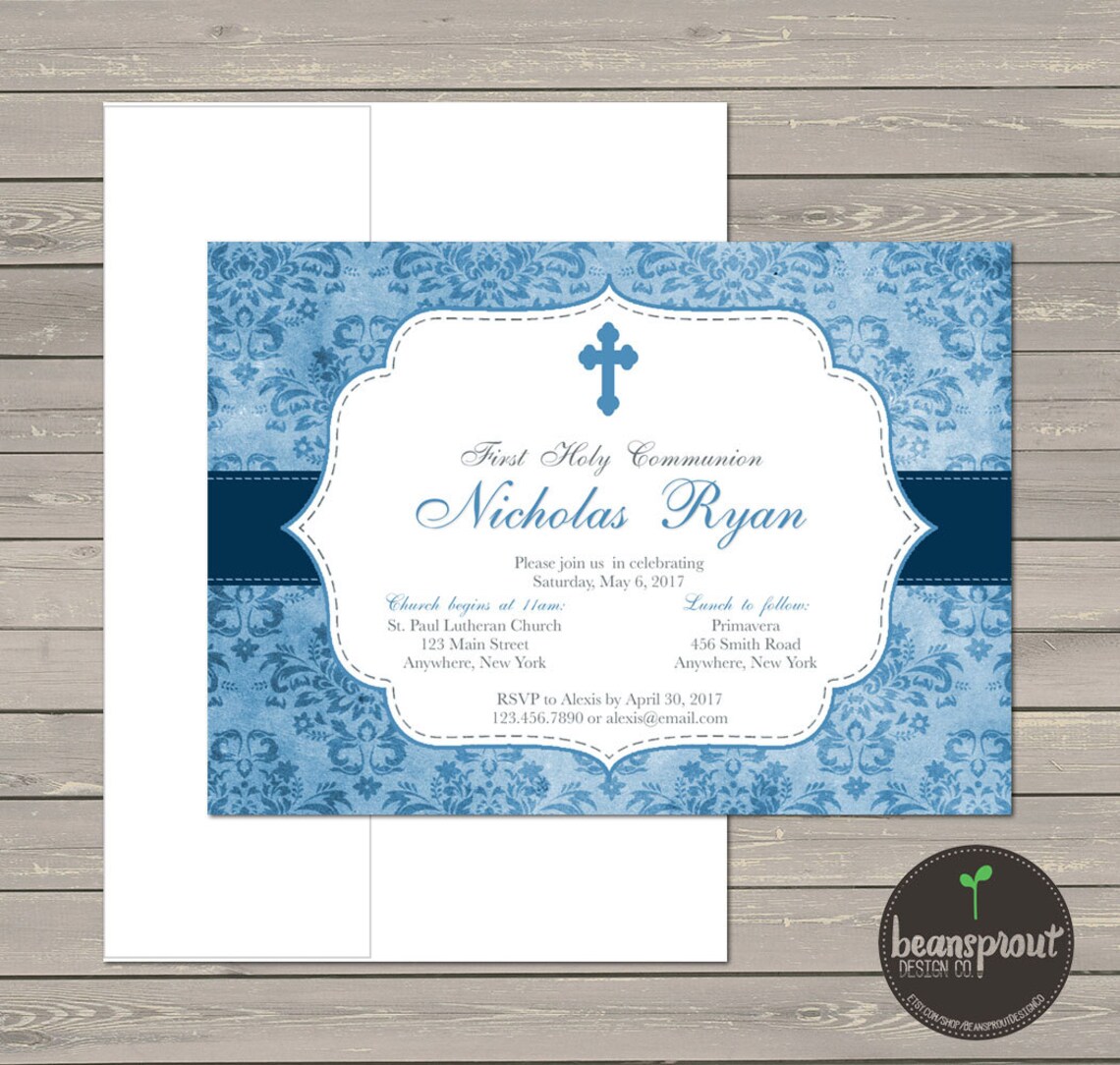 Boy Communion Invitation First Holy Communion Invite First - Etsy