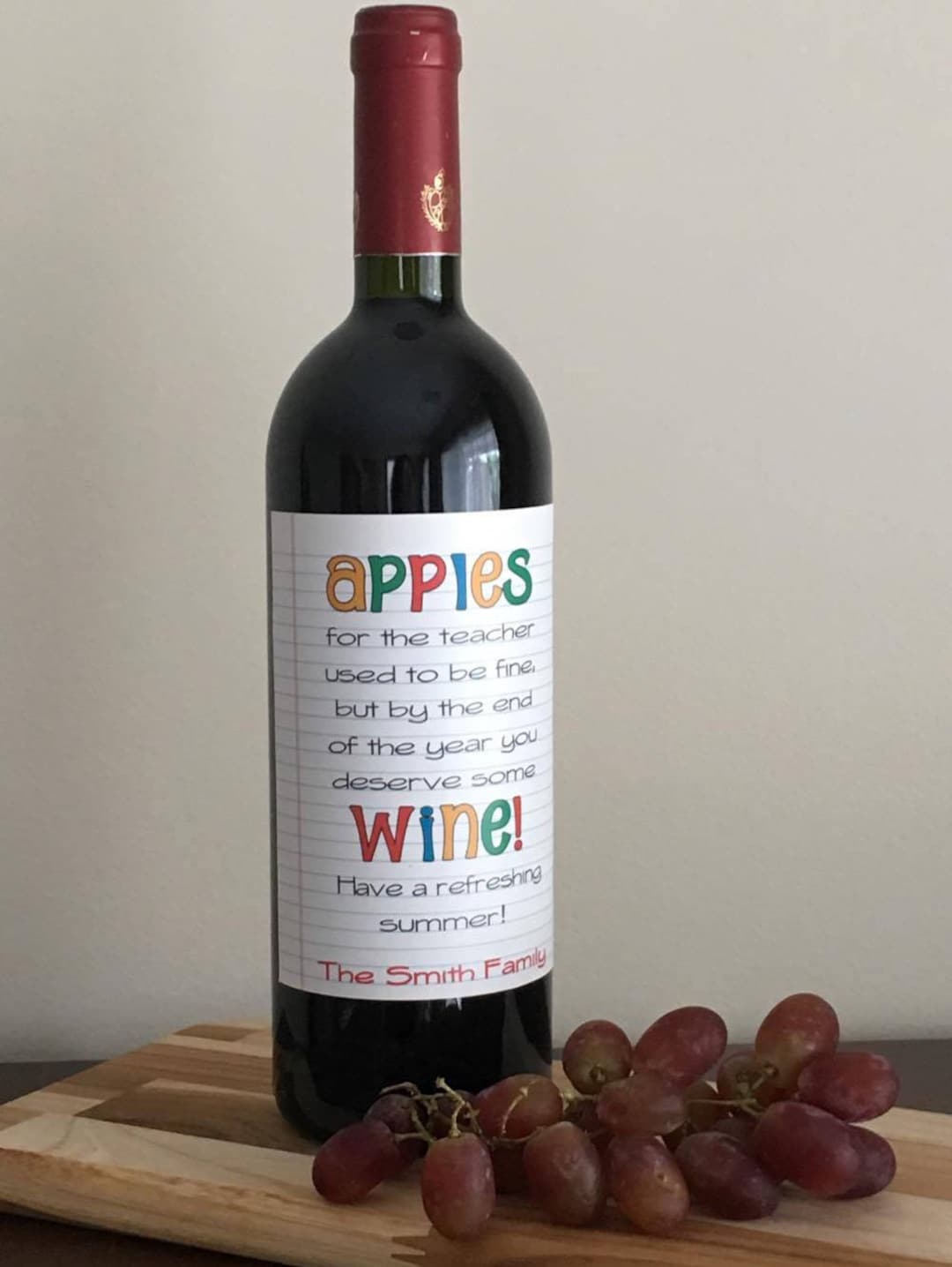Teacher Wine Bottle Labels - Teacher Appreciation - End of Year Gift ...