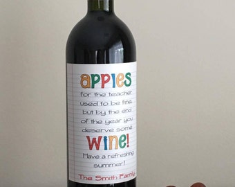 Teacher Wine Bottle Label Personalized Wine Bottle Label Custom, High ...