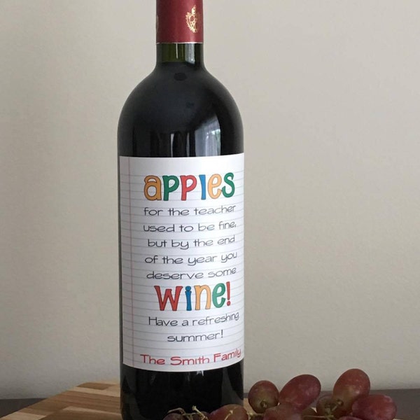 Teacher Wine Label - Etsy