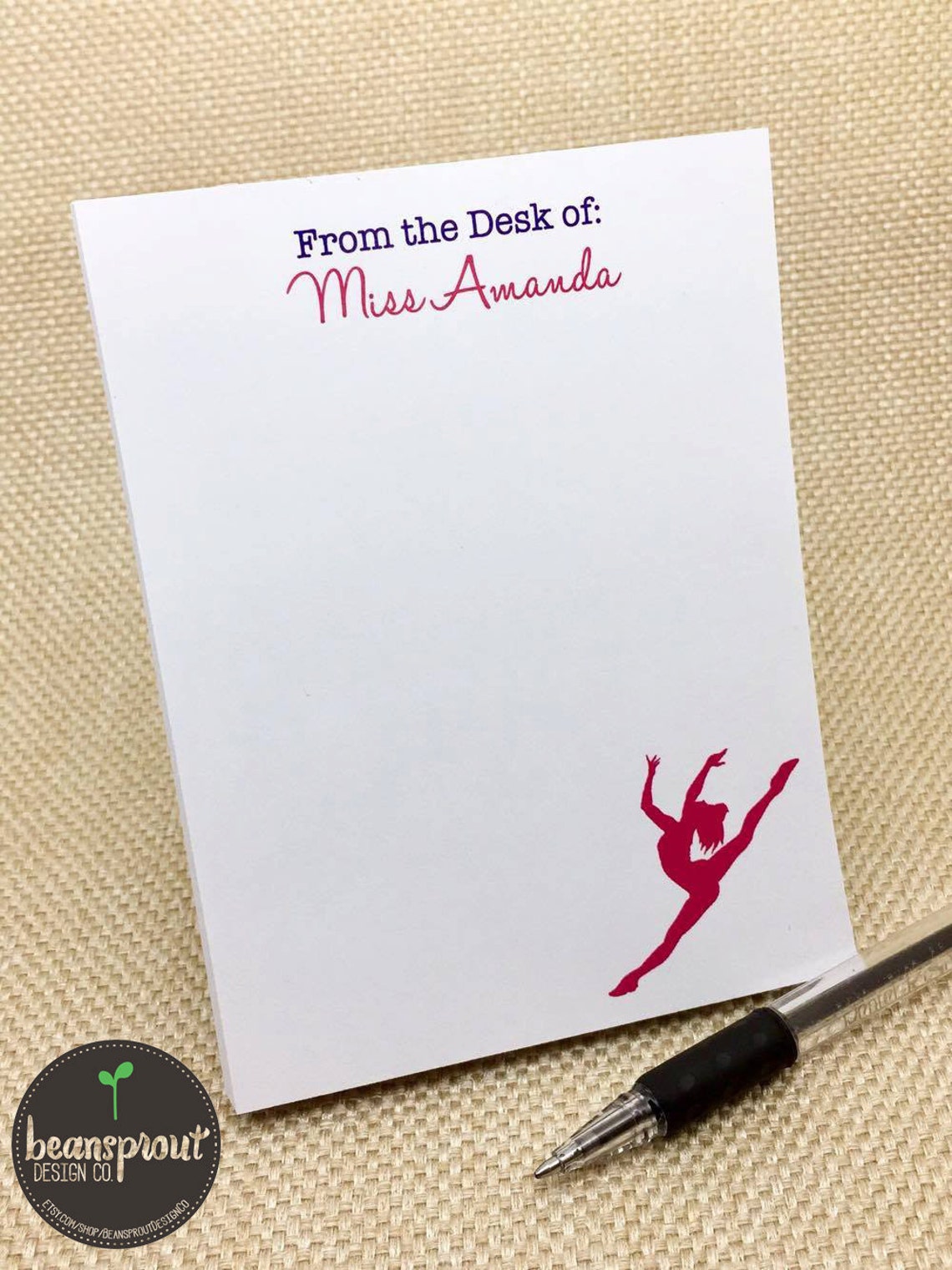Personalized Dance Notecards and Notepad - Dance Teacher Gift - Custom ...