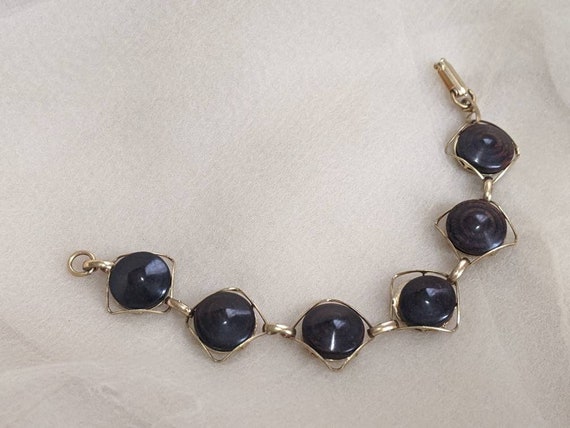 vintage clear Bakelite laminated layered wood carved … - Gem