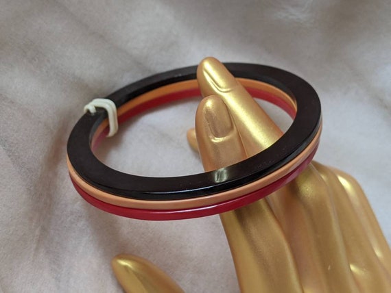 vintage rare Catalin Bakelite three color black red … - Gem