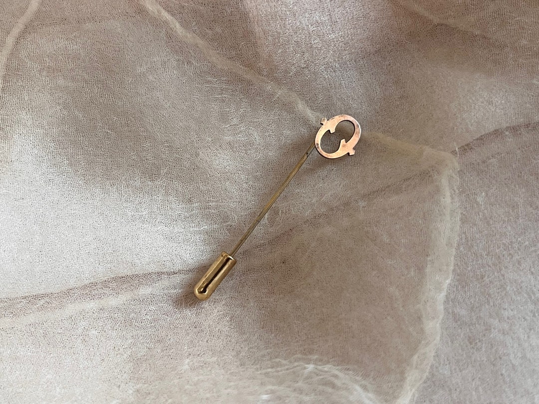 Antique Brass Monogram Cut Out O Stick Pin Brooch Initial Letter ...
