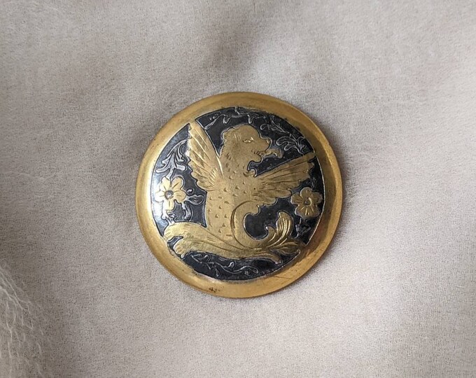 Vintage Crown Knight Fleur De Lis Crest Shield Coat of Arms Brooch ...