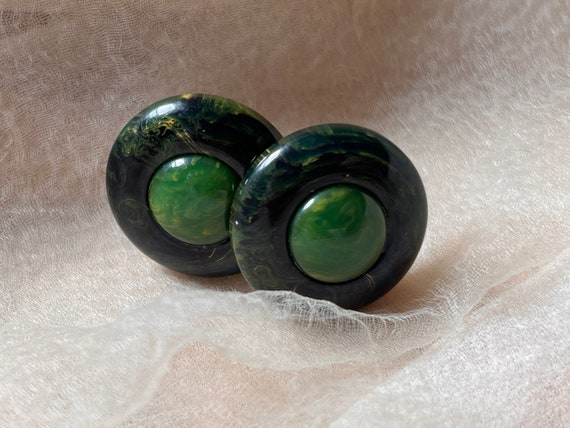 vintage Catalin Bakelite blue moon teal green marble … - Gem