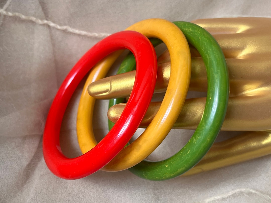 Vintage Bakelite Catalin Avon Color-go-round Mix Marble Red Yellow ...