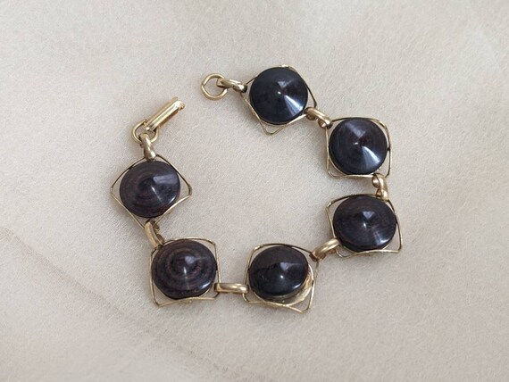 vintage clear Bakelite laminated layered wood carved … - Gem