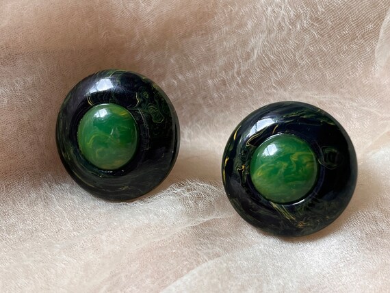 vintage Catalin Bakelite blue moon teal green marble … - Gem
