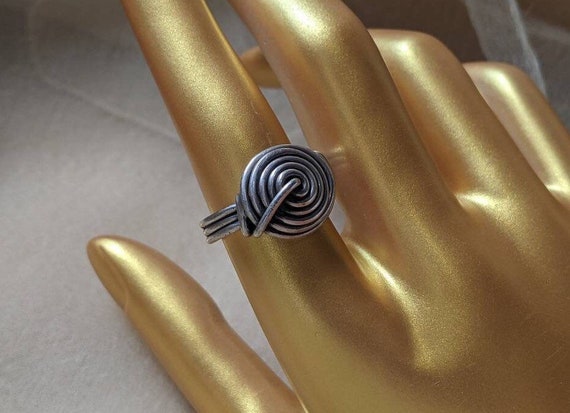 vintage sterling silver spiral wire wrap ring unisex … - Gem
