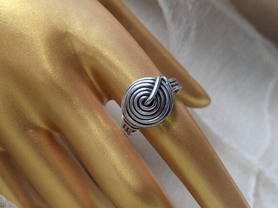 vintage sterling silver spiral wire wrap ring unisex … - Gem